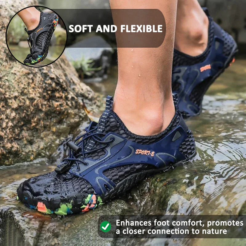 Kaegreel Men's Barefoot Shoes Outdoor Hiking Slip Resistant Soft Mesh ...