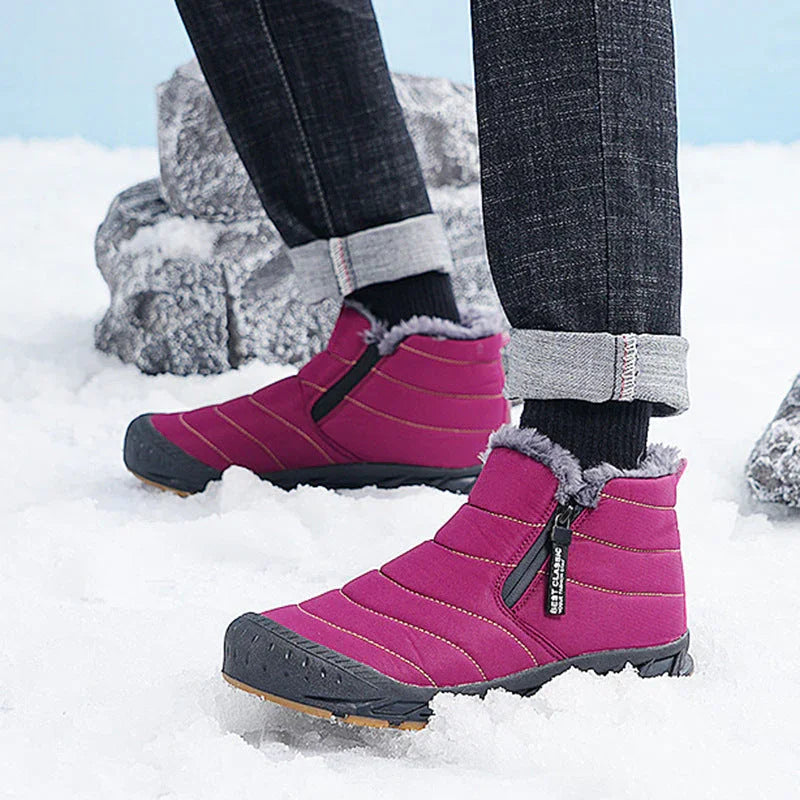 Women's Winter Shoes Warm Lined Snow Boots Zip short shaft boots Flat ...